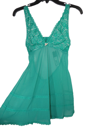 Blush Green Mesh And Lace Sexy Open Back Babydoll Nightie Size Small | eBay