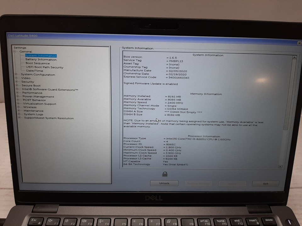 LOT OF 2 Dell Latitude 5400 i5-8265U 1.6GHz 8GB RAM NO SSD/OS/BATT ...