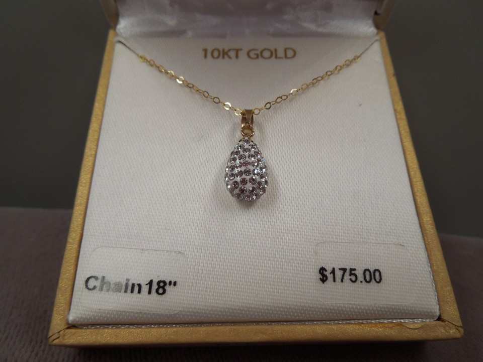 NIB Gold 'N' Ice 10kt Yellow Gold Swarovski Crystal Teardrop Pendant ...