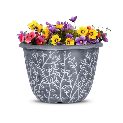 Large Round Plastic Plant Pot Flower Pot Garden Planters Indoor Outdoor ...