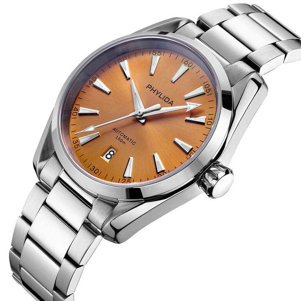 PHYLIDA 40mm Automatic Watch NH35A Aqua Domed Sapphire Crystal 316L ...
