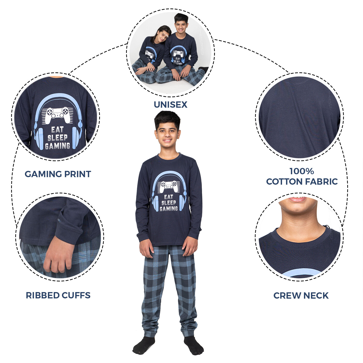 Kids Unisex Boys Girls Long Camo Cotton Gamer Gaming Pyjamas PJ Sets 5 ...