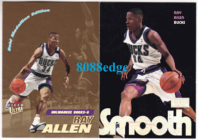 (2)2000-01 ULTRA GOLD MEDALLION/98-99 SMOOTH: RAY ALLEN #162G #5 INSERT ...