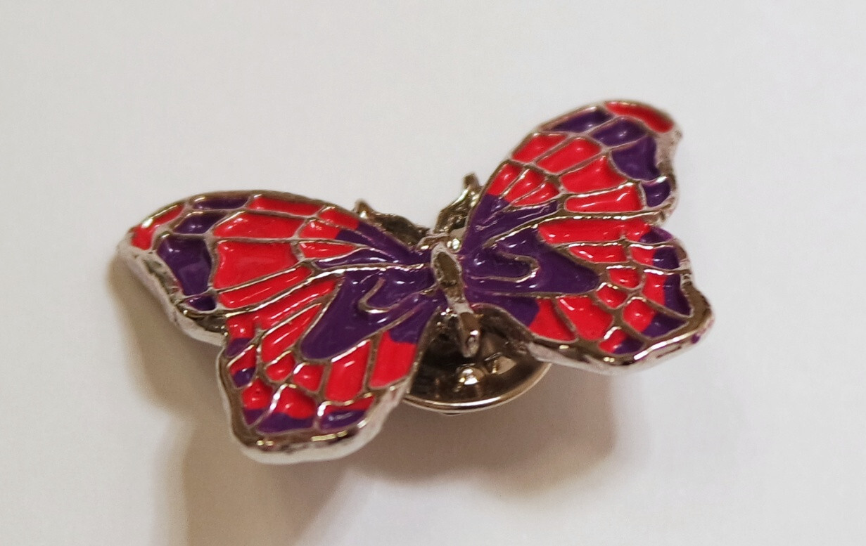Enamel Purple Red Silver Tone BUTTERFLY Brooch Pin | eBay