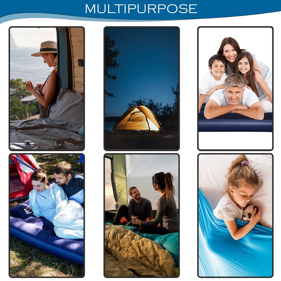 Single Flocked Airbed Inflatable Camping Mattress Blow Pump Up Air Bed ...