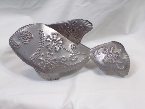 Rustic Primitive Punched Tin Goldfish Fish Tabletop Decoration 10" Long ...