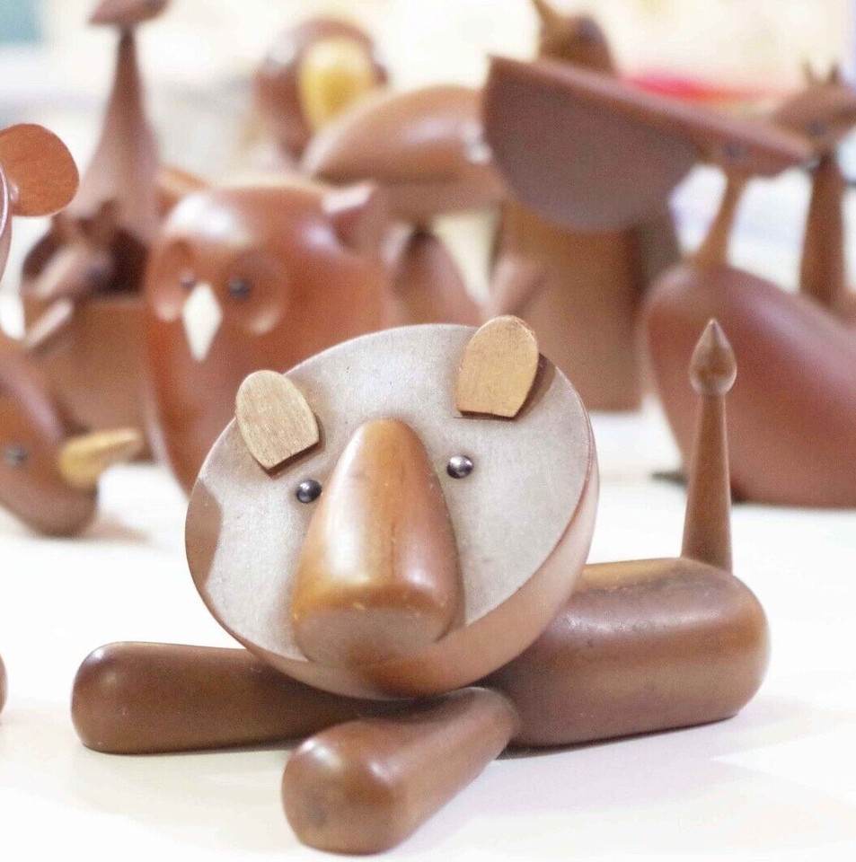 Senshukai Royal Pet All 20 types Wooden Animal Figurine Vintage Japan ...