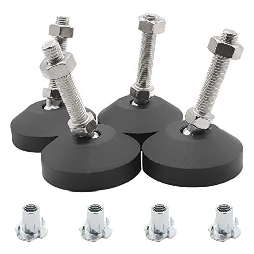 4 Pcs M8 Leveling Feet with T-Nut Anti Skid Threaded Rubber Feet ...