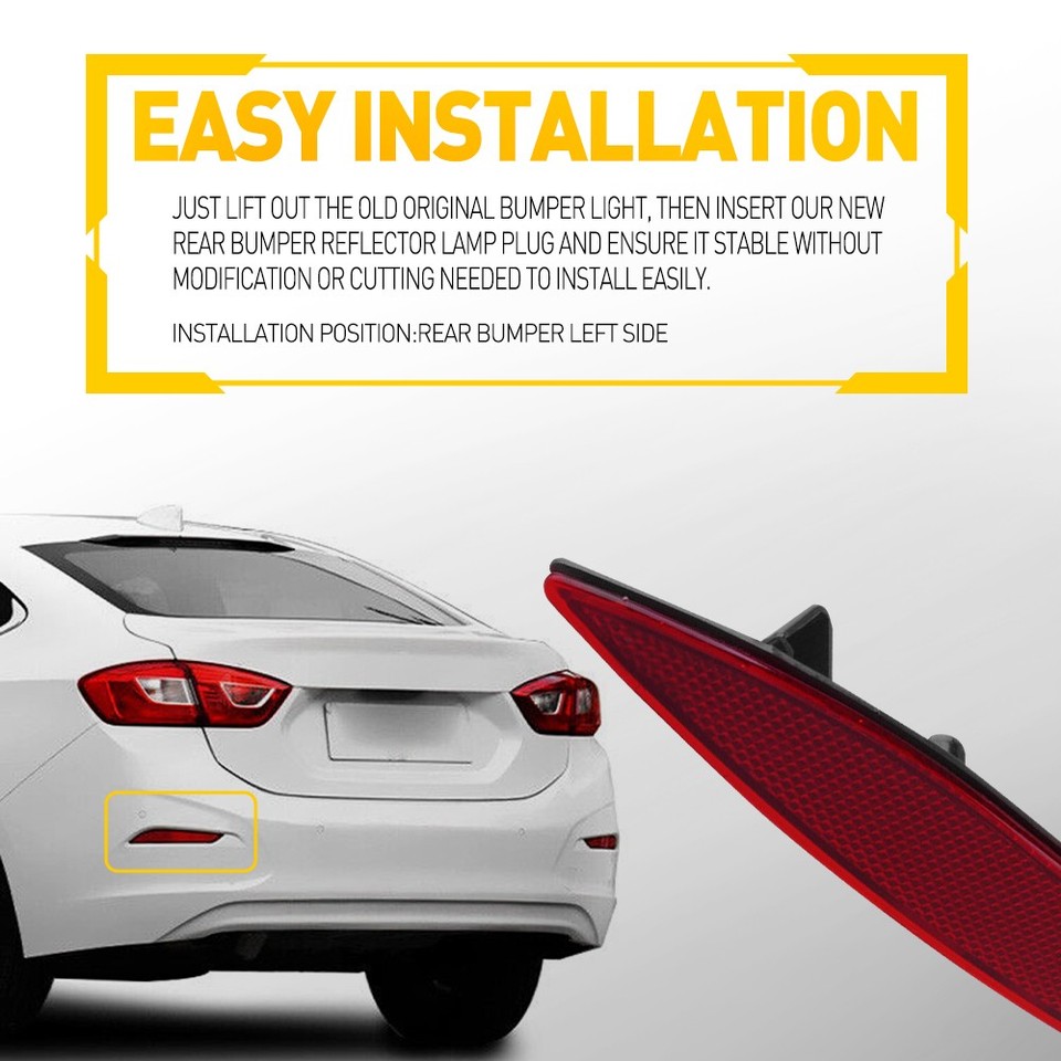 New Left Rear Bumper Reflector Light For 2016-2019 Chevrolet Cruze Rear ...