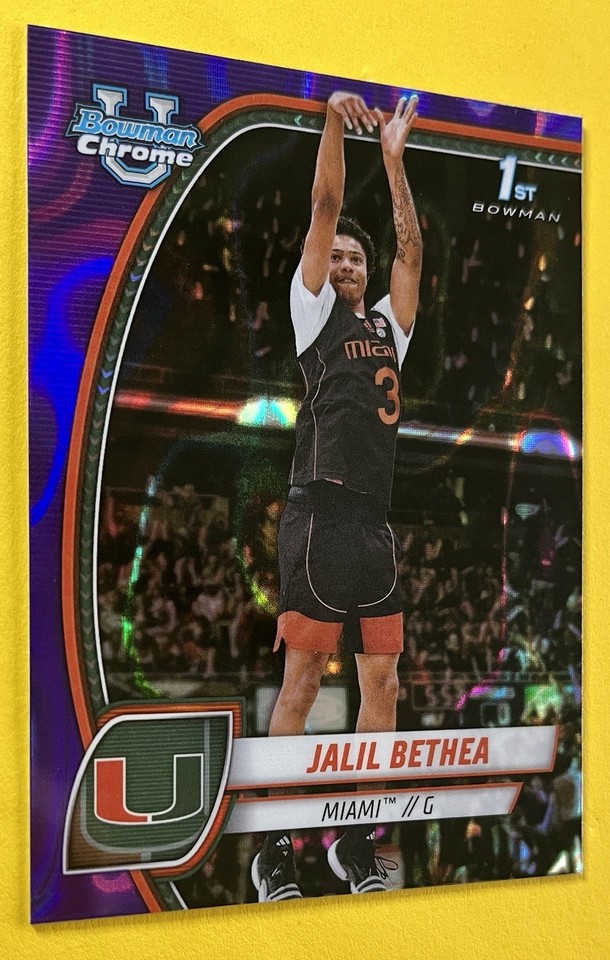 Jalil Bethea 2024-25 Bowman Chrome University PURPLE LAVA REFRACTOR ...