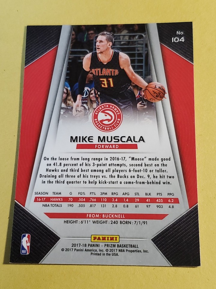 2017-18 Panini Prizm Mike Muscala #104 Atlanta Hawks | eBay