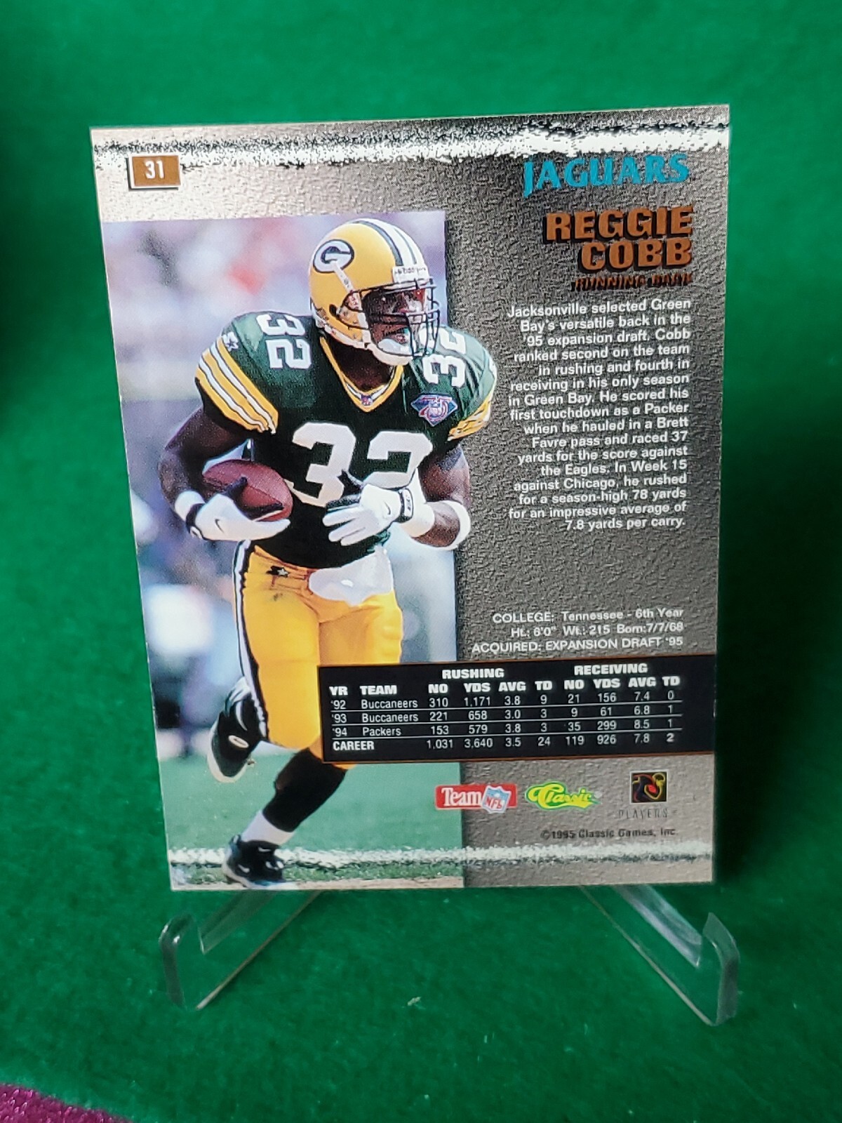 1995 Pro Line Football Card #31 Reggie Cobb | eBay