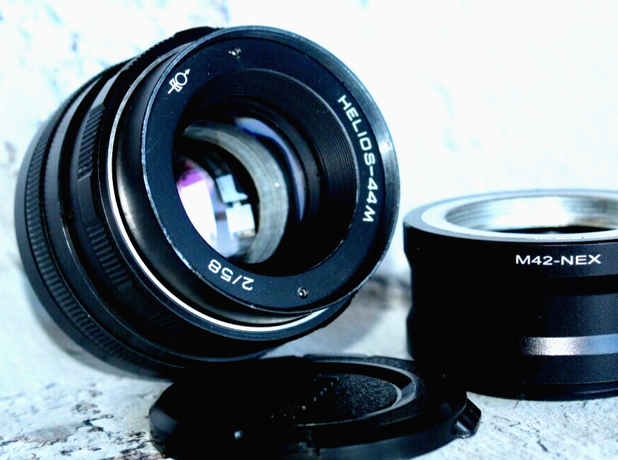 HELIOS 44M 2/58mm Vintage Soviet lens Bokeh Flare, M42 / adapter Sony E ...