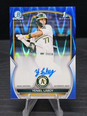 2023 BOWMAN CHROME Yeniel LaBoy BLUE RAY WAVE REFRACTOR AUTO AUTO 1st ...