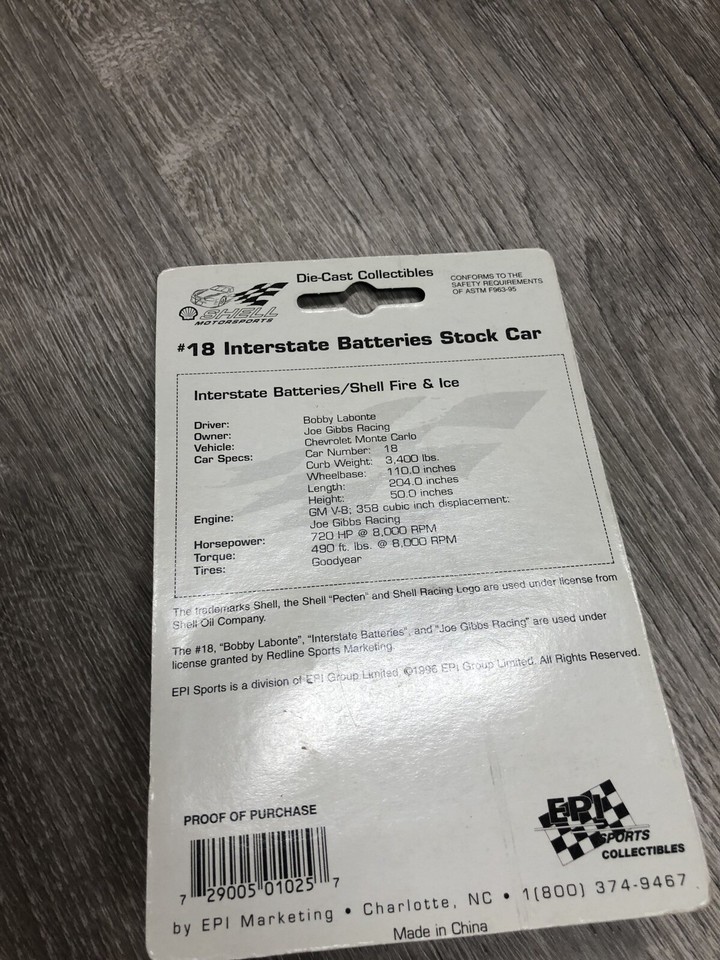 Vintage 1996 Bobby Labonte SHELL Motorsports #18 Interstate Batteries ...