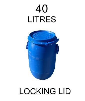 40 Ltr litres Plastic Barrel Open Top Keg Storage Container Feed Bin ...