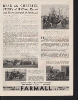 1932 DEERING FARMALL TRACTOR WILLIAM RUSSELL KENNETH FONDA IOWA AD ...
