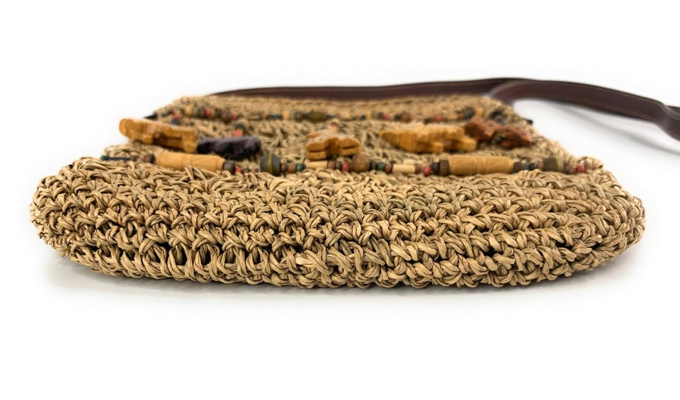 Cappelli Straworld Beaded Wooden Safari Animal Detailed Straw Crossbody ...