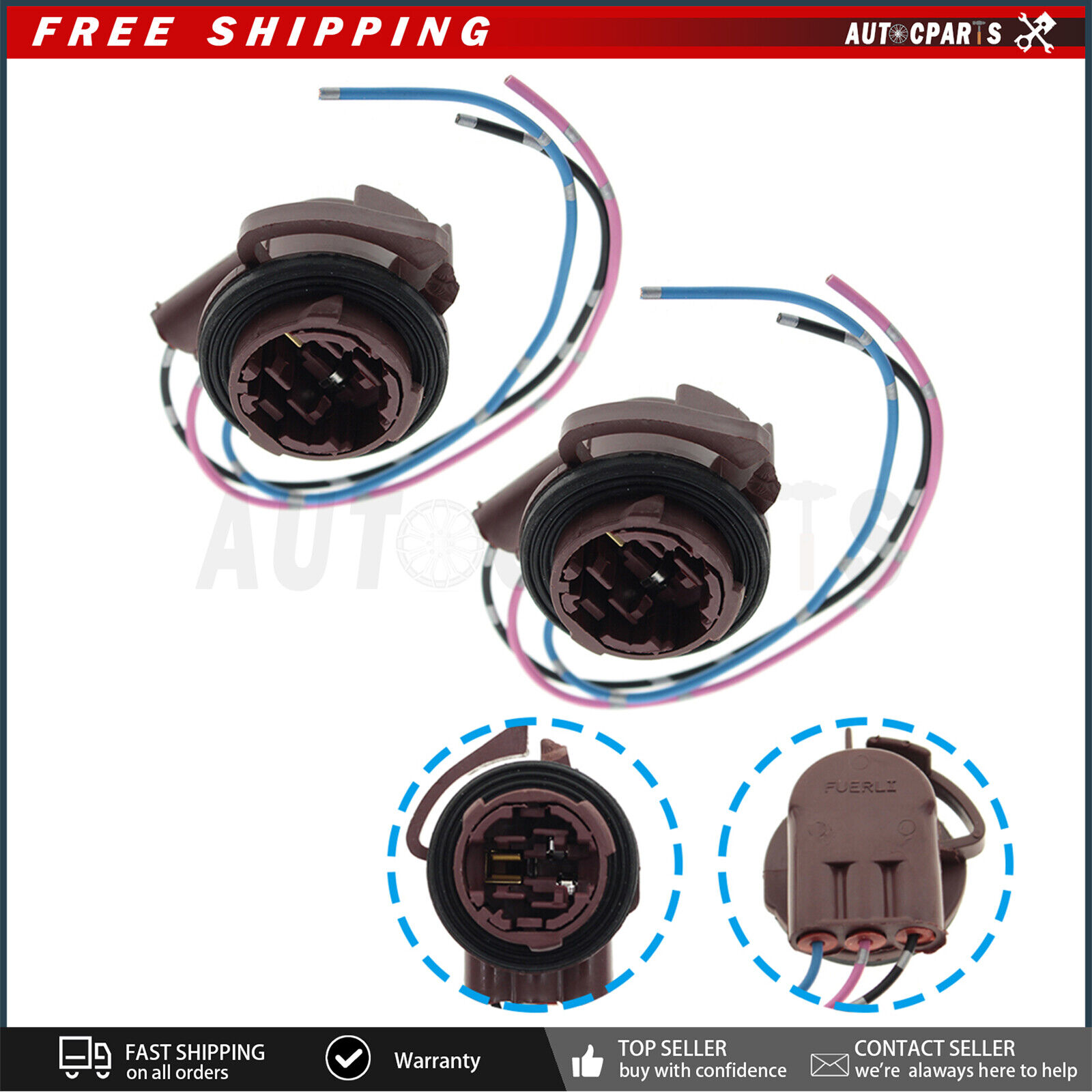 2x 3157 3457AST Bulb 3 tabs Socket Turn Signal Light Harness Wire Plug ...