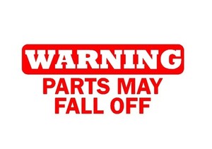 Warning Parts May Fall Off Car Truck Vinyl Decal Sticker Window Glass ...