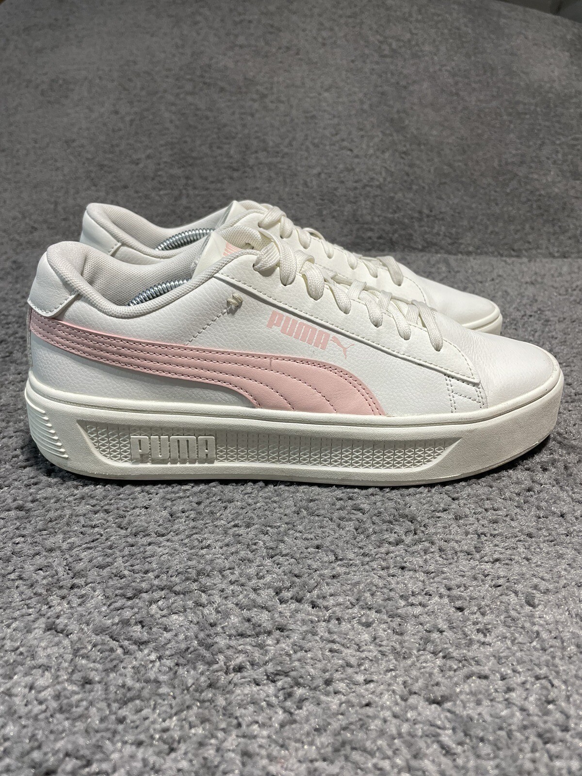 PUMA Womens Smash Platform V3 White Pink Sneaker Size… - Gem