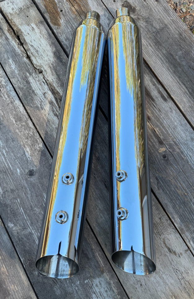 Harley Davidson 4" Reverse Slash Mufflers '95-'16 Touring FLHT FLHX ...