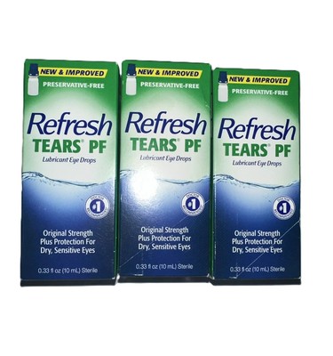 (3)~Refresh Tears PF Lubricant Eye Drops .33 oz Exp 11/25 | eBay