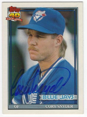 Autographed Signed 1991 Topps Traded 111T Cory Snyder Toronto Blue Jays ...