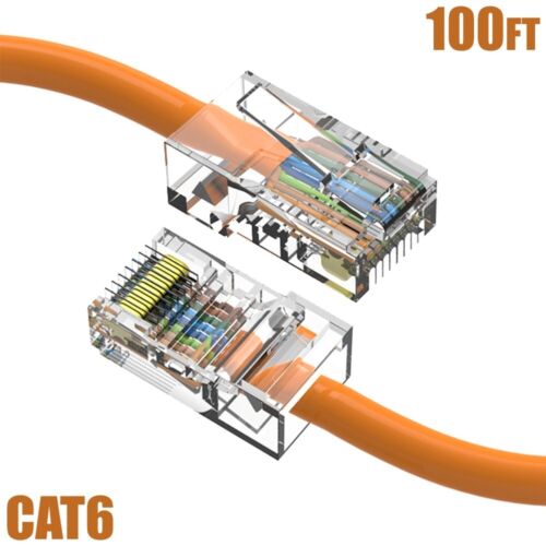 100FT Cat6 RJ45 Ethernet LAN Network Non-Boot Cable UTP Copper Wire ...