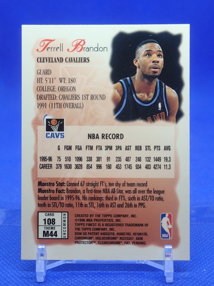 1996-97 Topps Finest #108 Terrell Brandon Cavaliers (Silver/Uncommon w ...