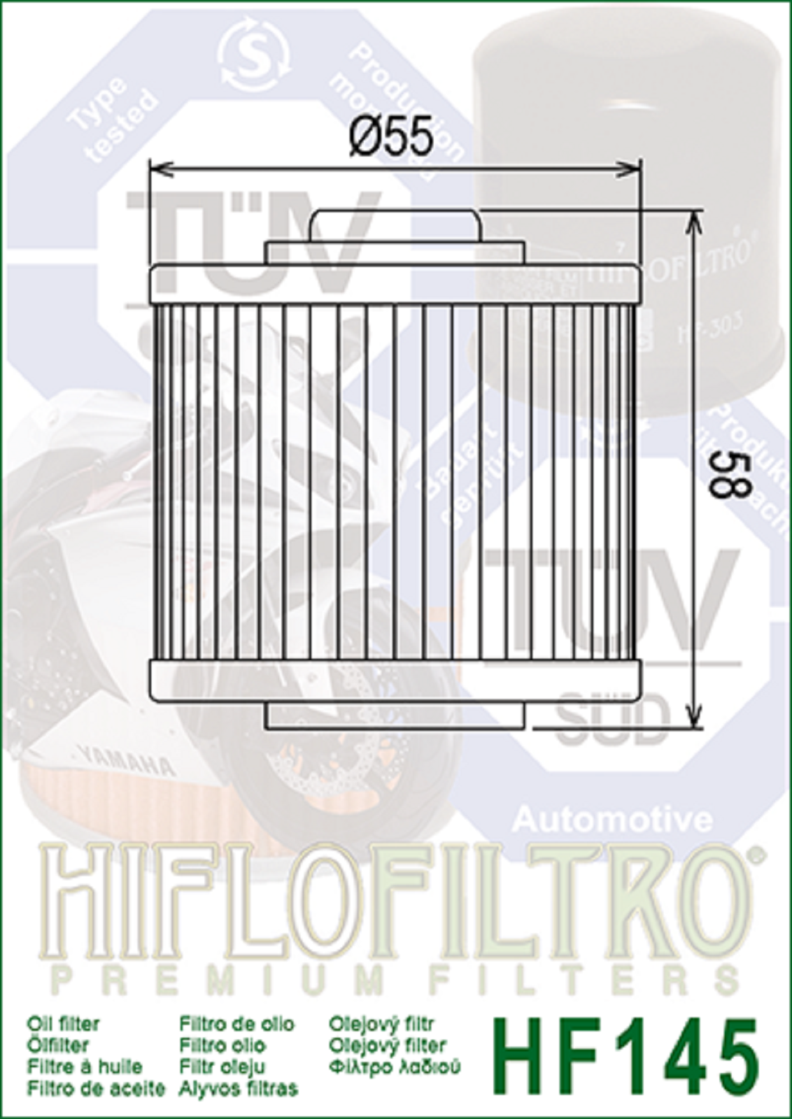 Ölfilter Hiflo HF145 Yamaha XVS125,SR250,XC180,XT250,XV250,XVS250,XT400 ...