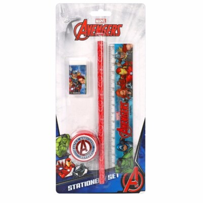 Marvel Avengers 4 PCS Pencil Stationery Set Gift Character School Ruler ...