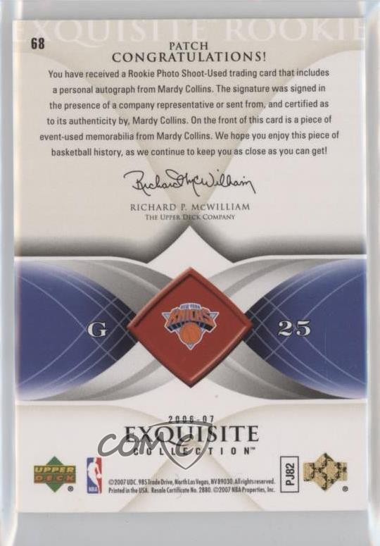 2006 Upper Deck Exquisite Collection /225 Mardy Collins RPA Rookie ...