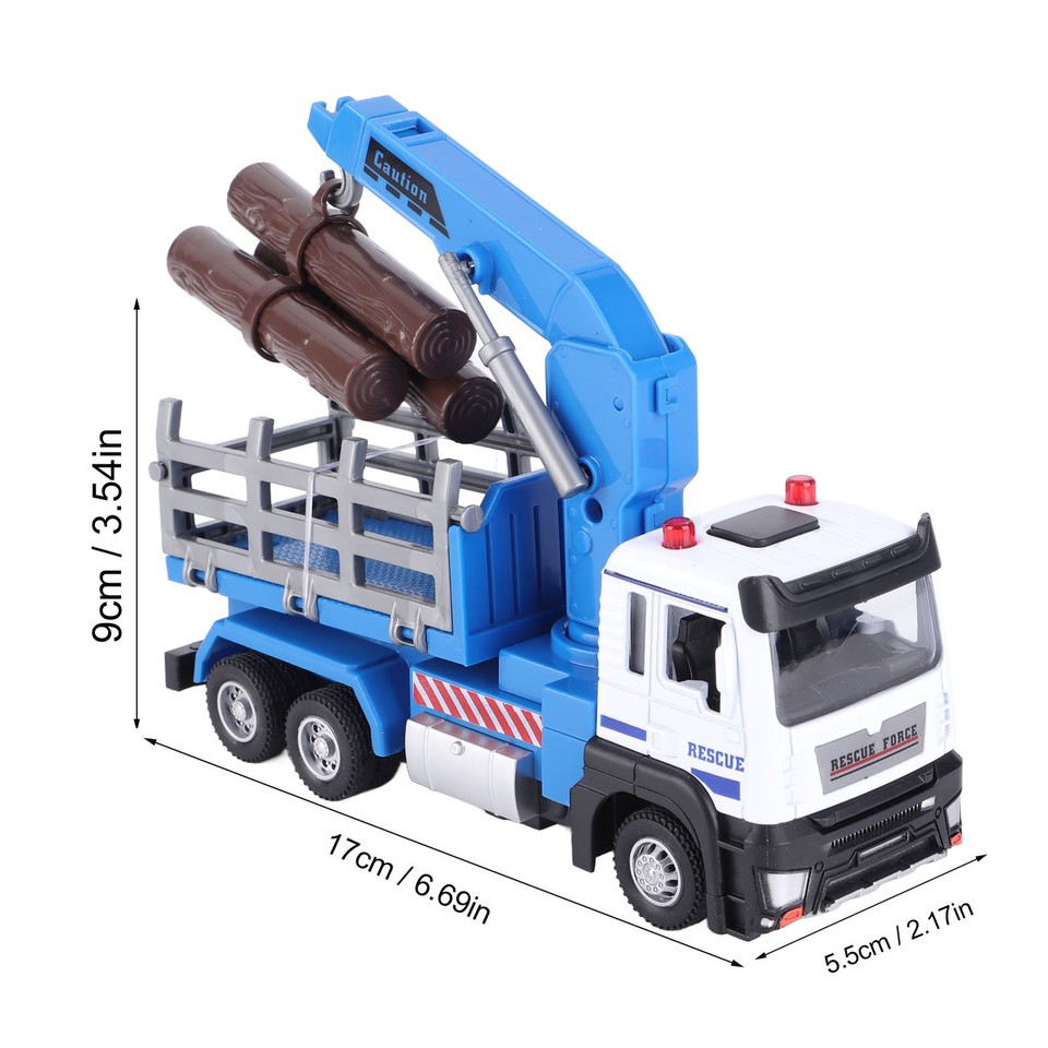 Blue Logging Truck Toy 1:32 Log Vehicle Model With Light Music Effect ...