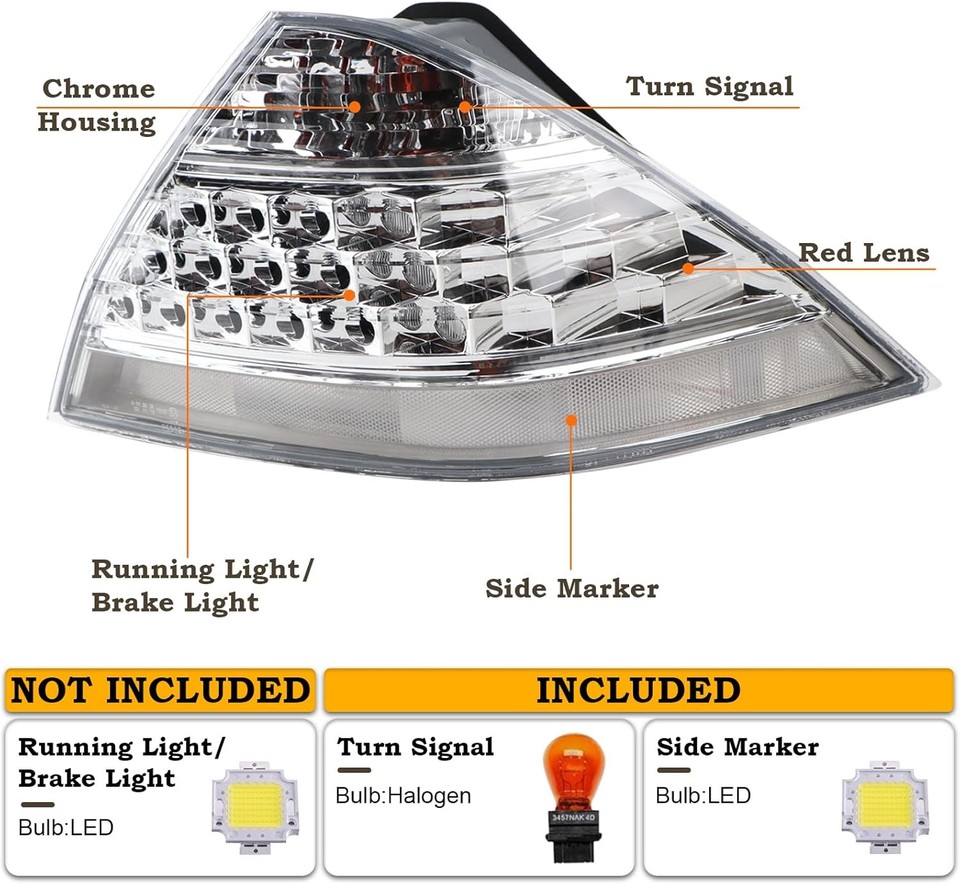 Pair Tail Light For 2006-2007 Honda Accord 4DR Sedan Crystal Rear Brake ...
