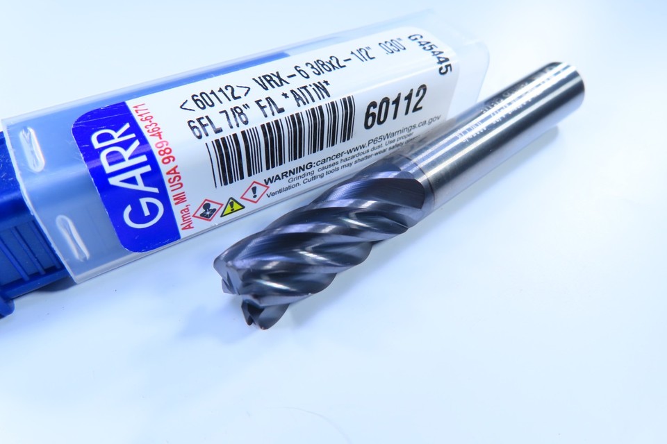 LOT ( 2 PCS ) NEW 3/8" GARR VRX 6 FLUTE 60112 SOLID CARBIDE RADIUS END ...