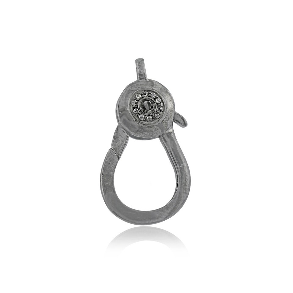 Lobster Clasp Natural Pave Diamond 925 Silver Oxidized Jewelry Gift ...