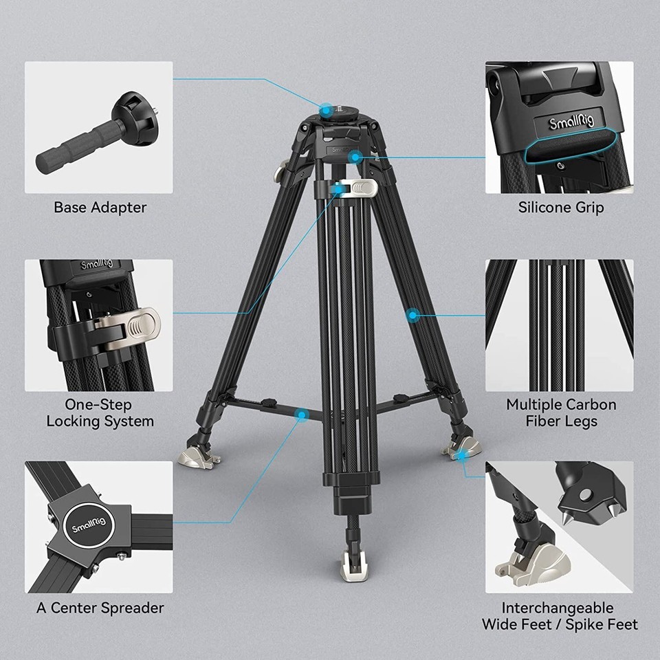 SmallRig 72" Video Tripod Heavy-Duty Carbon Fiber Tripod Without Head ...