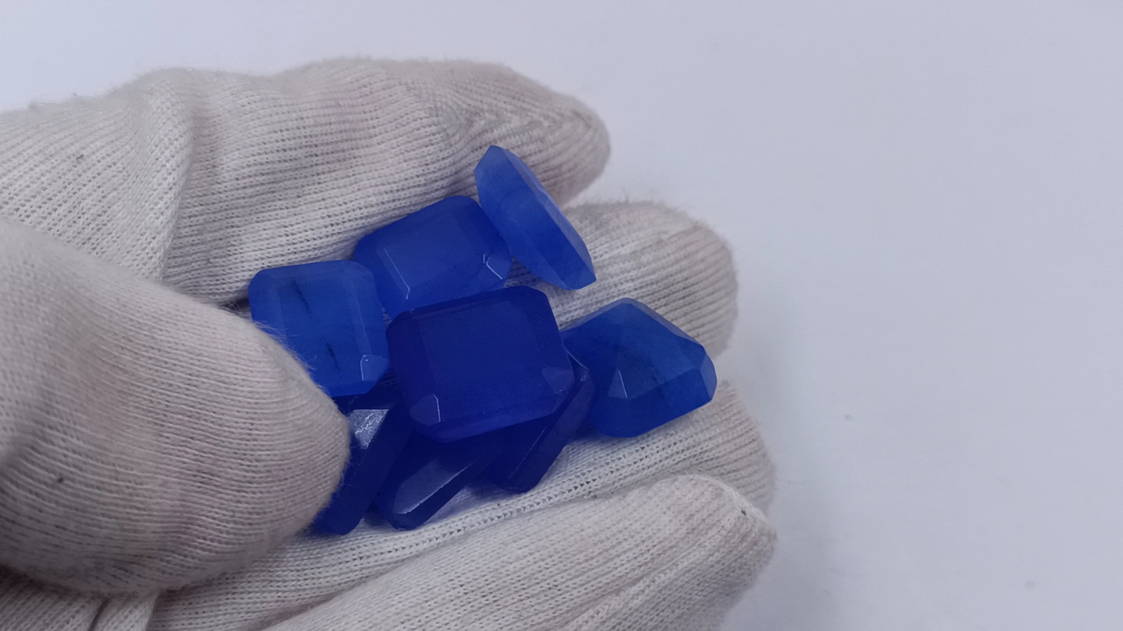 LAB CREATED BLUE QUARTZ OPAQUE 100 CT REAL EMERALD CUT FACETED LOOSE ...