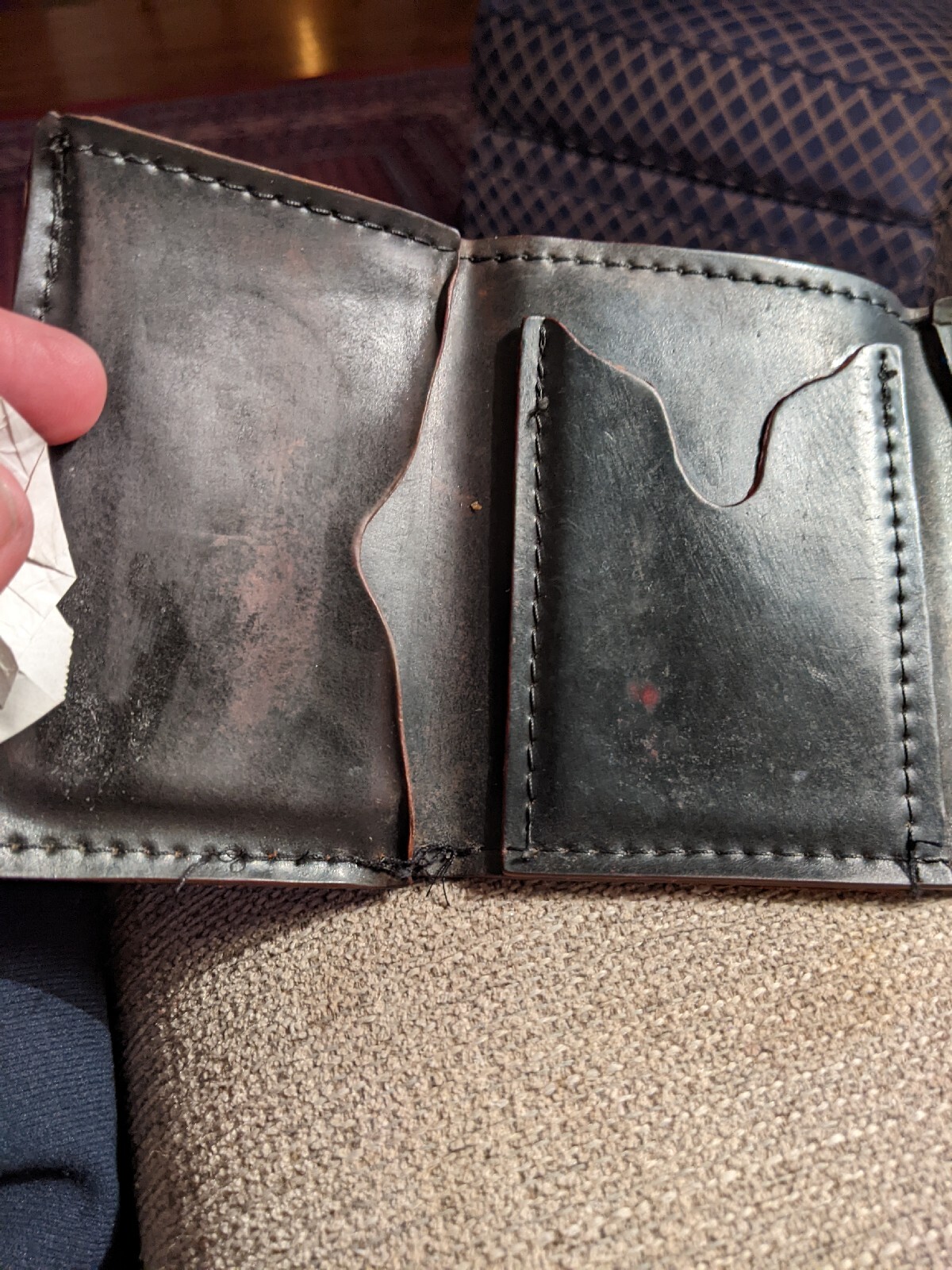 Genuine Shell Cordovan Trifold Wallet Color 8 - Gem