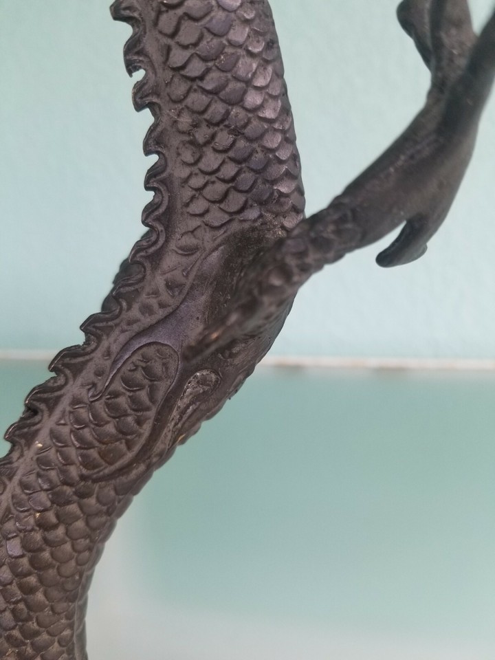 16 1/2" Standing Dragon Statue Figure Bronze Mixed Metal Fantasy | eBay
