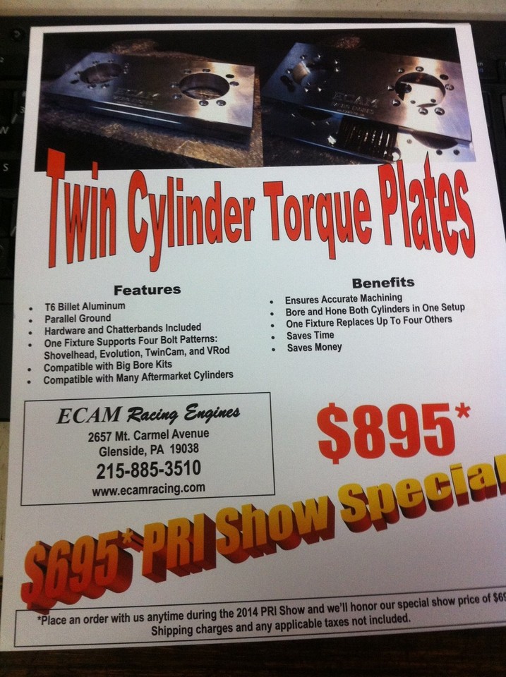 Harley Davidson, S&S Twin Cylinder Torque Plates Bore and Hone Rottler ...