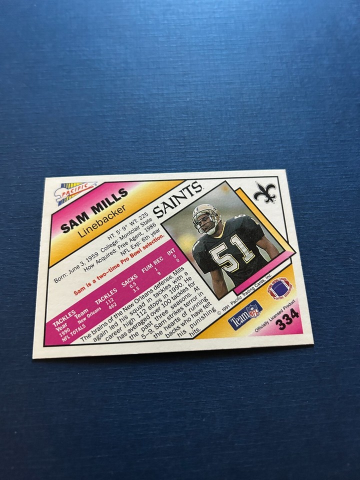1991 Pacific Football Sam Mills #334 HOF Set Break NM-MT | eBay