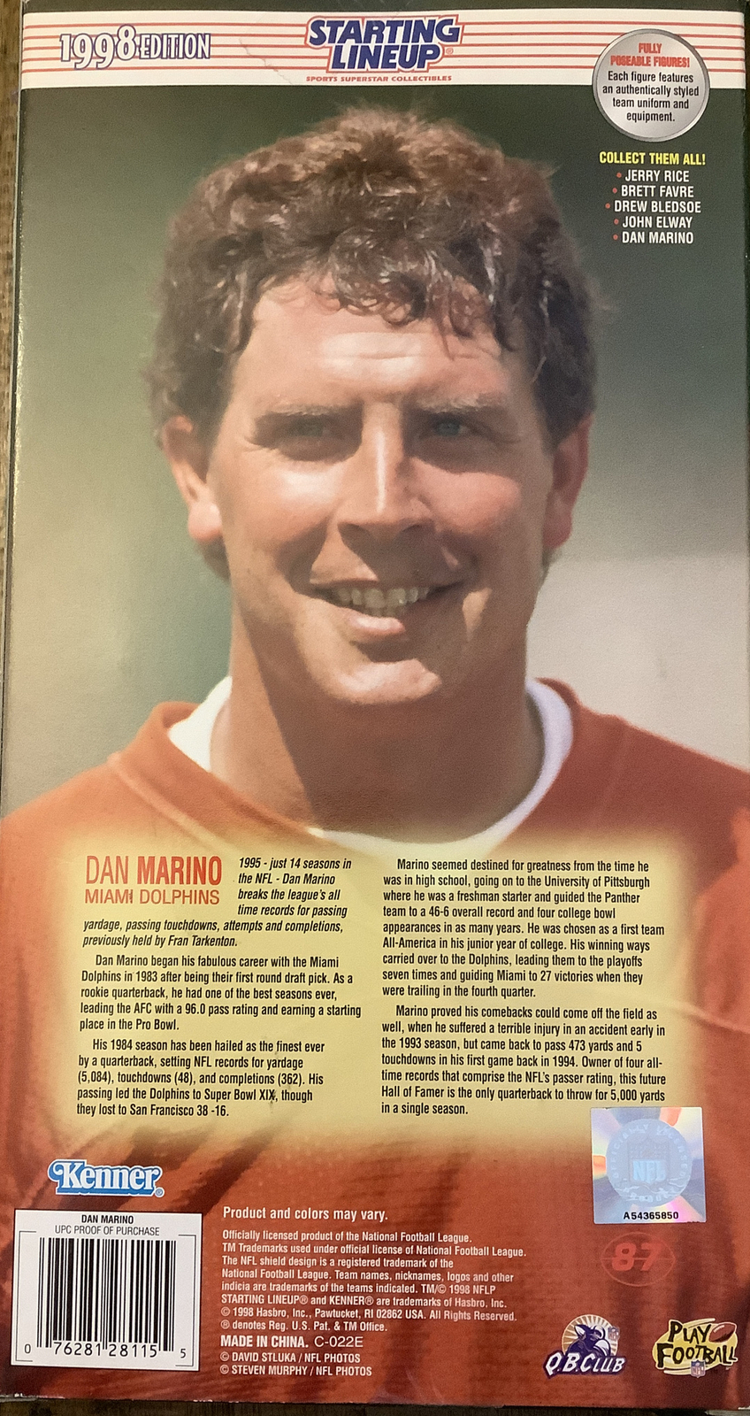 Kenner+1998+Starting+Lineup+Dan+Marino+Miami+Dolphins+Line+up+12+Inch ...