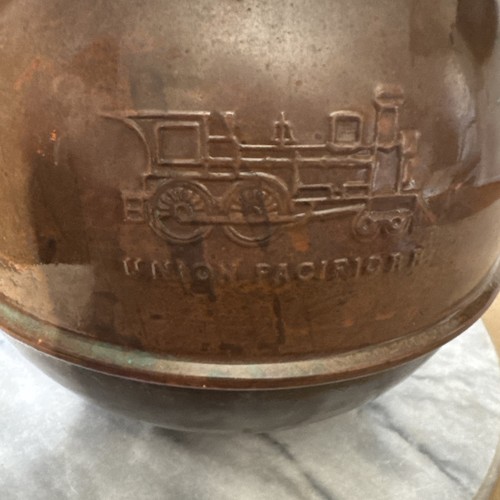 Vintage Union Pacific Railroad Spittoon Copper Brass RR Logo Double ...