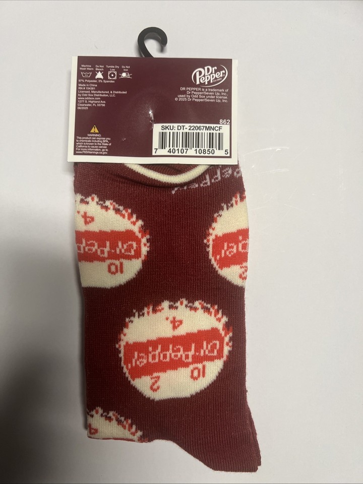 Dr. Pepper Multicolored Crew Socks Size 6-12 Brand New With Tags | eBay