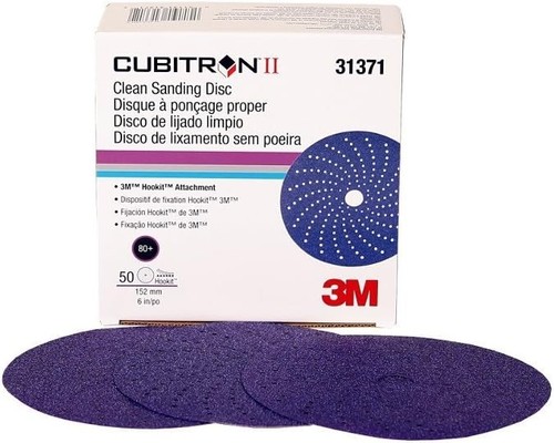 3M 31371 Cubitron II Clean Sanding Abrasive Disc 6in, 80+, Hookit, 50 ...