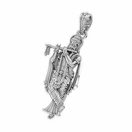Indian Traditional Silver Bansuri Wale Krishna Pendant for Good Health ...