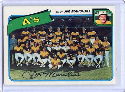 1980 TOPPS BASEBALL #96 JIM MARSHALL AUTOGRAPH, OAKLAND ATHLETICS ...