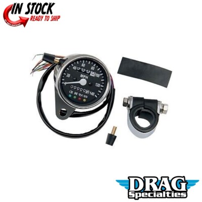 Drag Specialties 2210-0210 Black Mini Mechanical Speedometer with LED ...